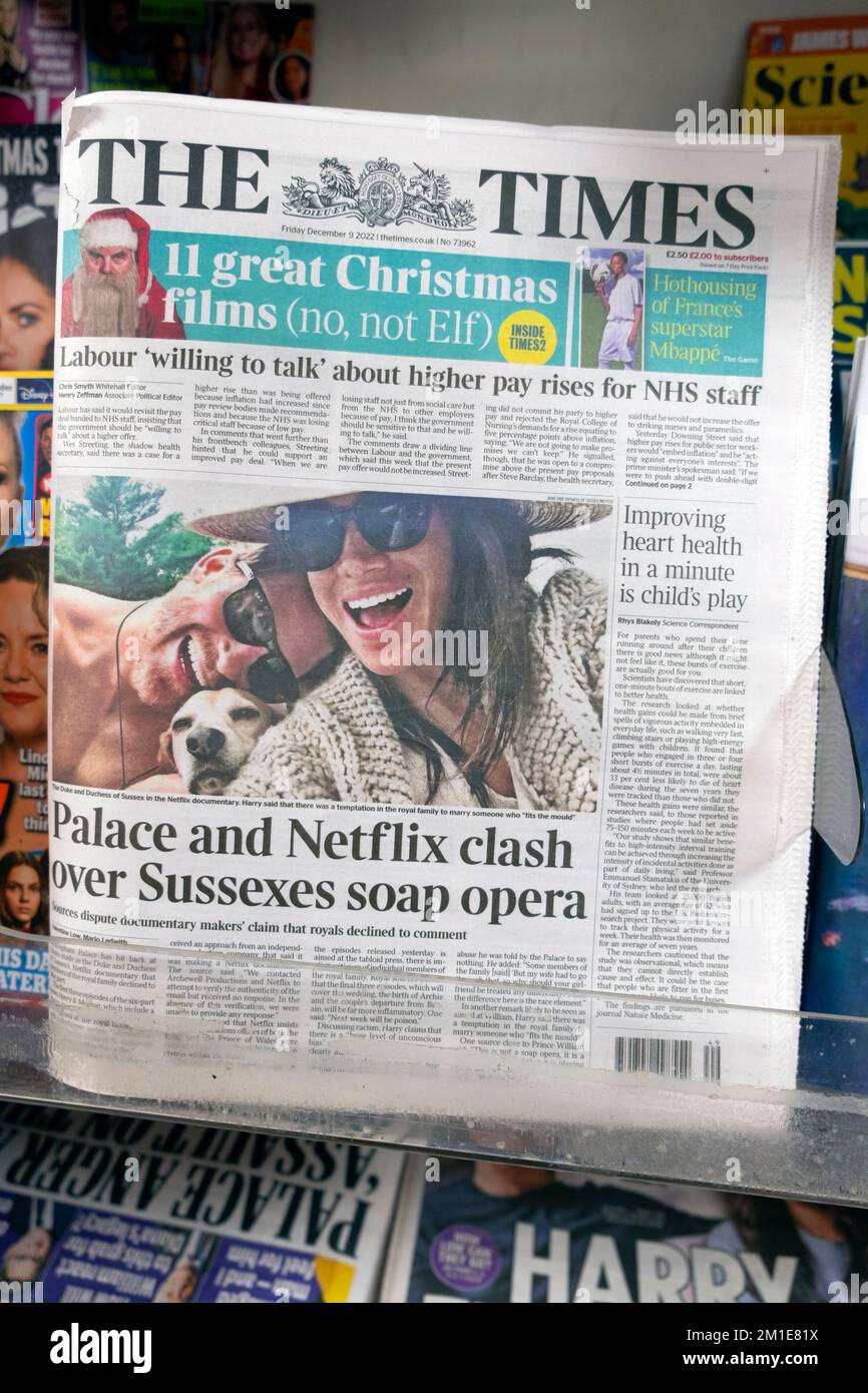 'Palace and Netflix clash over Sussexes soap opera' The Times newspaper ...