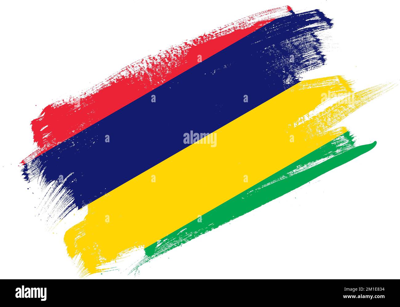 Abstract paint brush textured flag of mauritius on white background ...