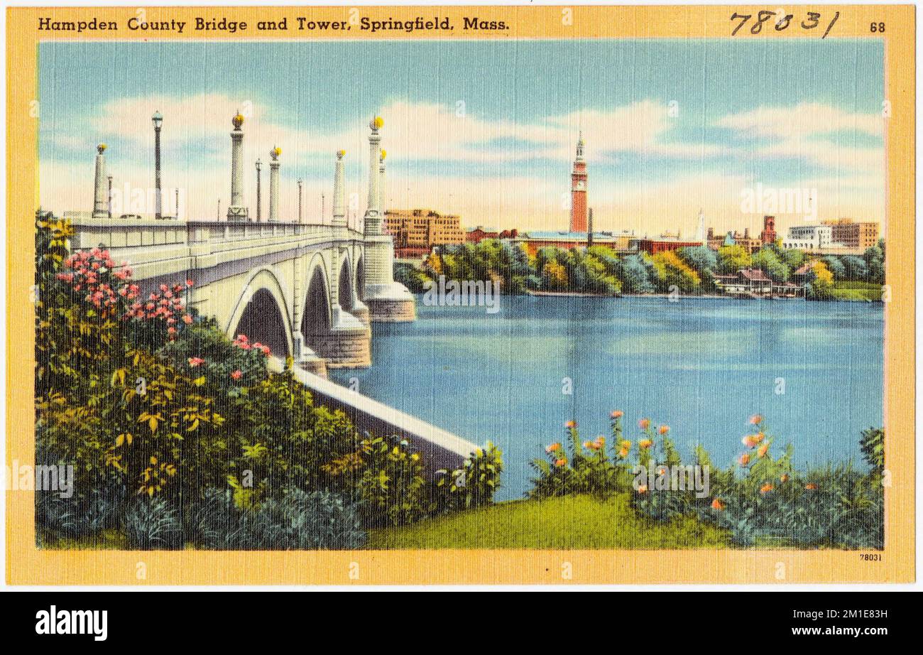 Hampden County Bridge and tower, Springfield, Mass. , Bridges, Clock ...