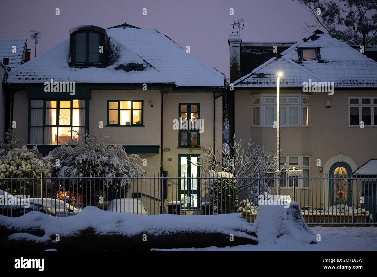 Residential properties after low temperatures and overnight snowfall on ...