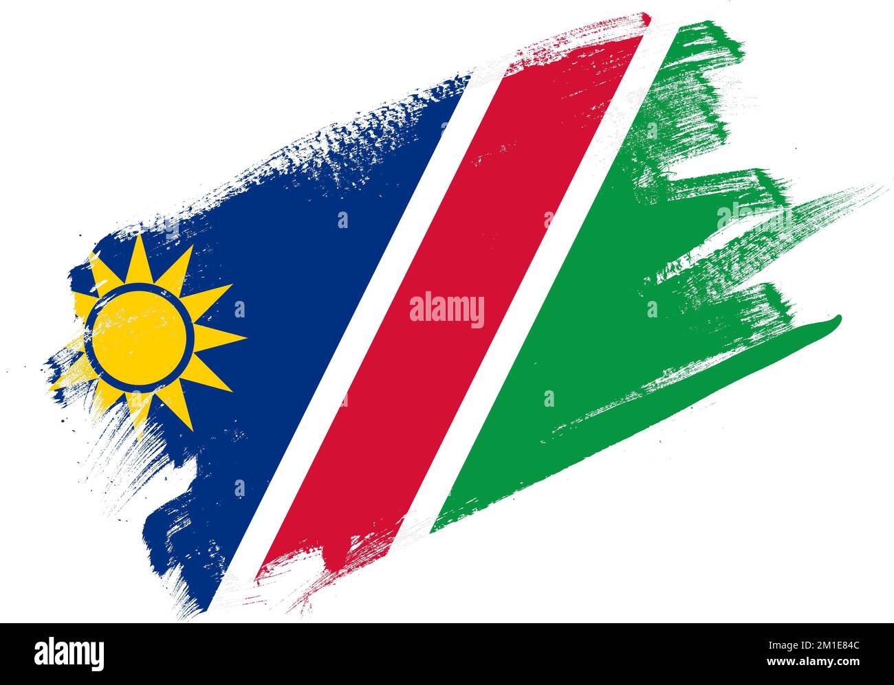 Abstract paint brush textured flag of namibia on white background Stock ...
