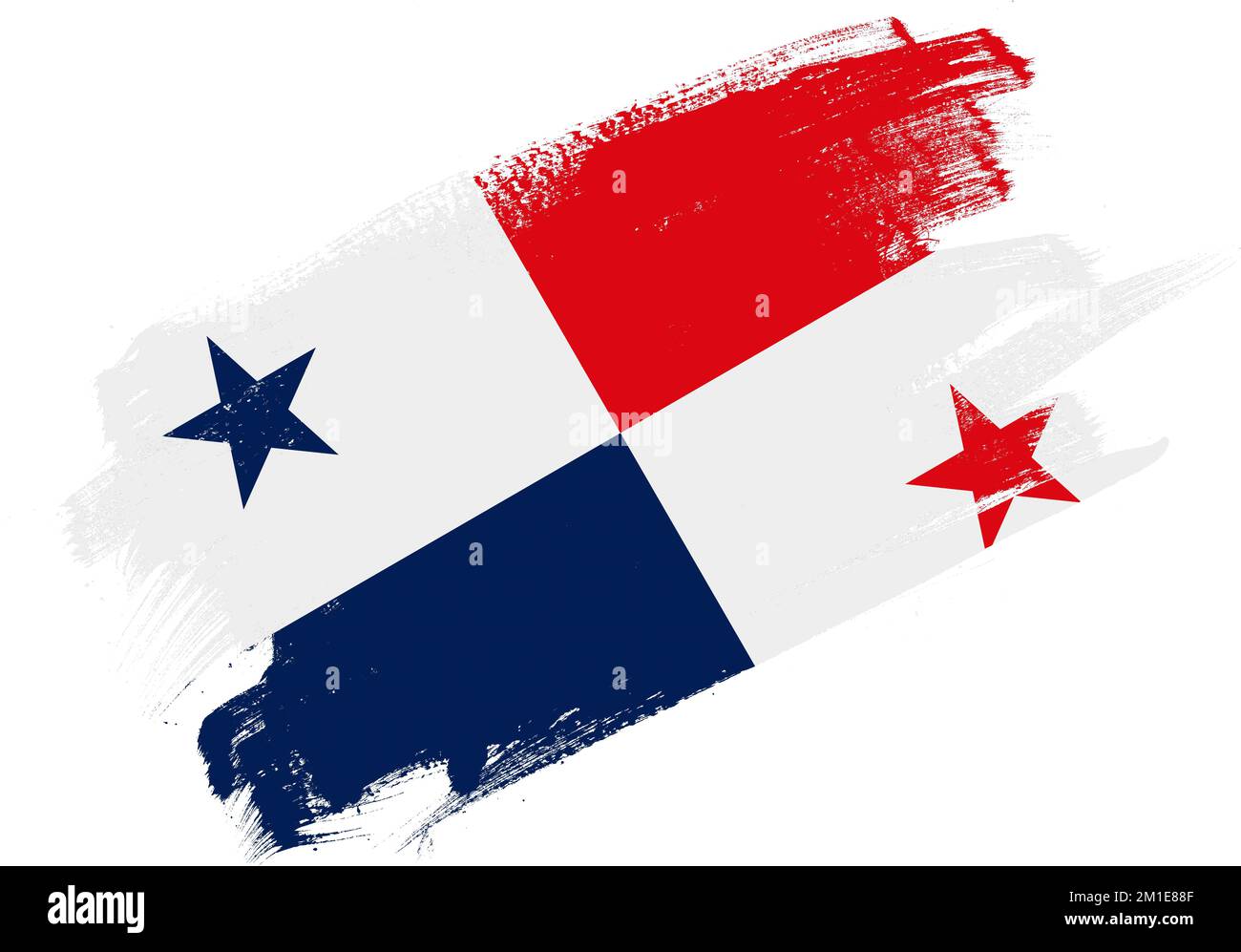 Abstract paint brush textured flag of panama on white background Stock ...