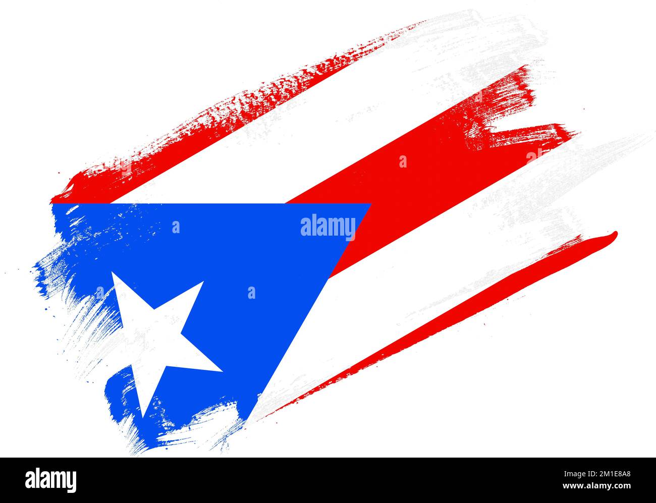 Abstract paint brush textured flag of puerto rico on white background ...