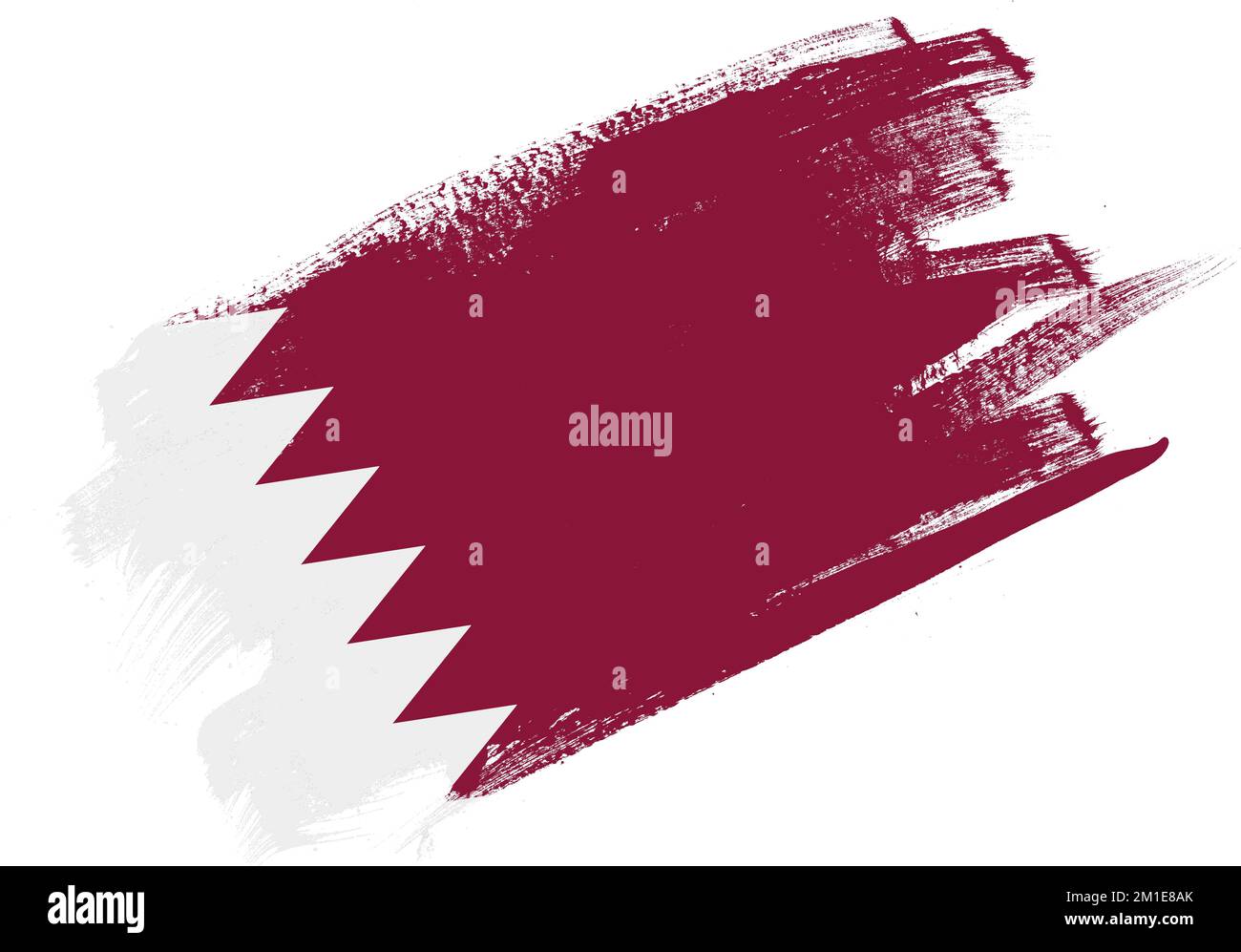 Abstract paint brush textured flag of qatar on white background Stock ...