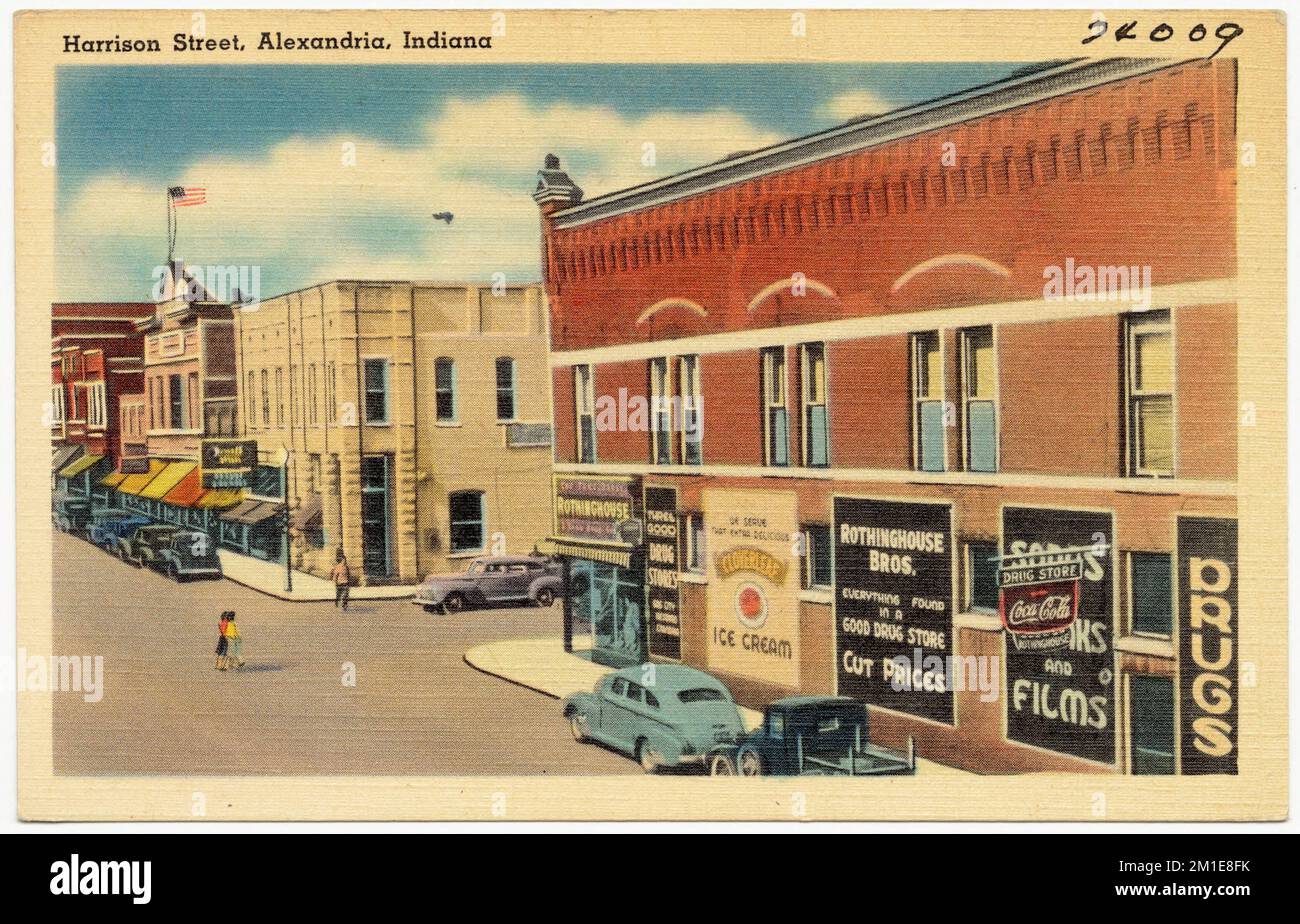 Harrison Street, Alexandria, Indiana , Cities & towns, Tichnor Brothers ...