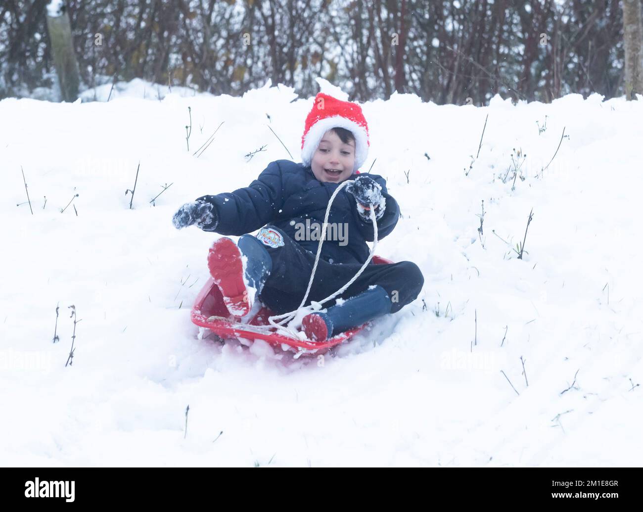 Haverhill, Suffolk. 12th December 2022. Albert Mitchell, 5 have fun in ...