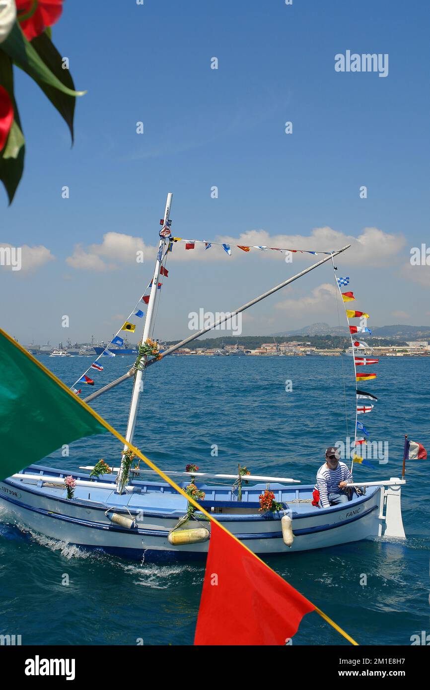 Blessing at sea of St. Peter, patron saint of fishermen in the harbor ...