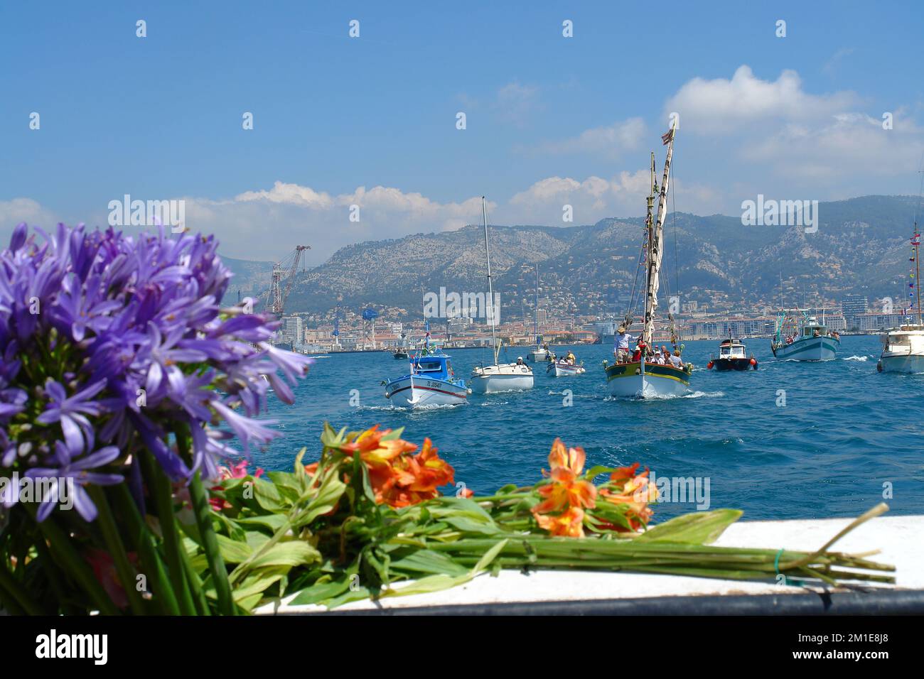 Blessing at sea of St. Peter, patron saint of fishermen in the harbor ...