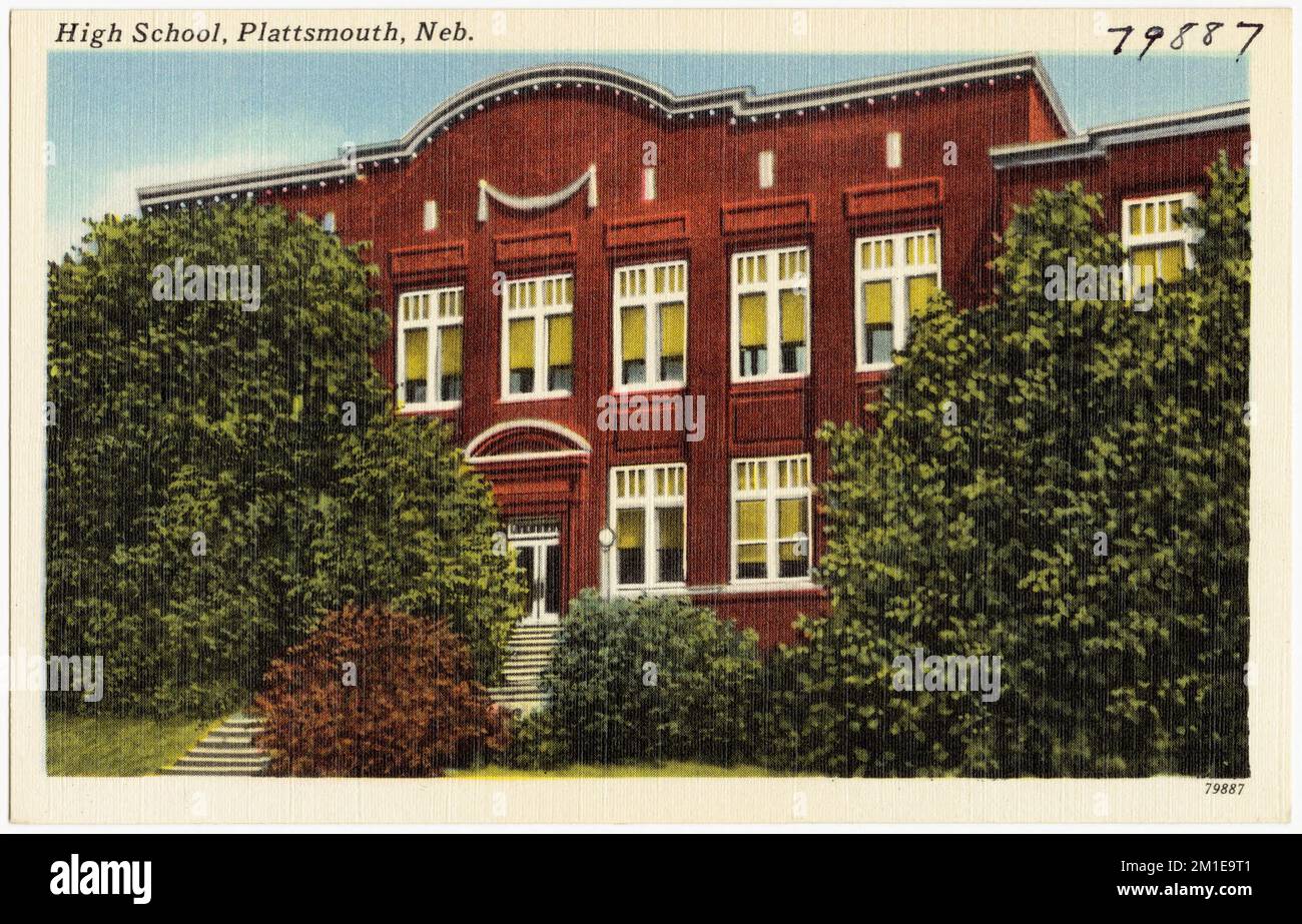 High School, Plattsmouth, Neb. , Schools, Tichnor Brothers Collection ...