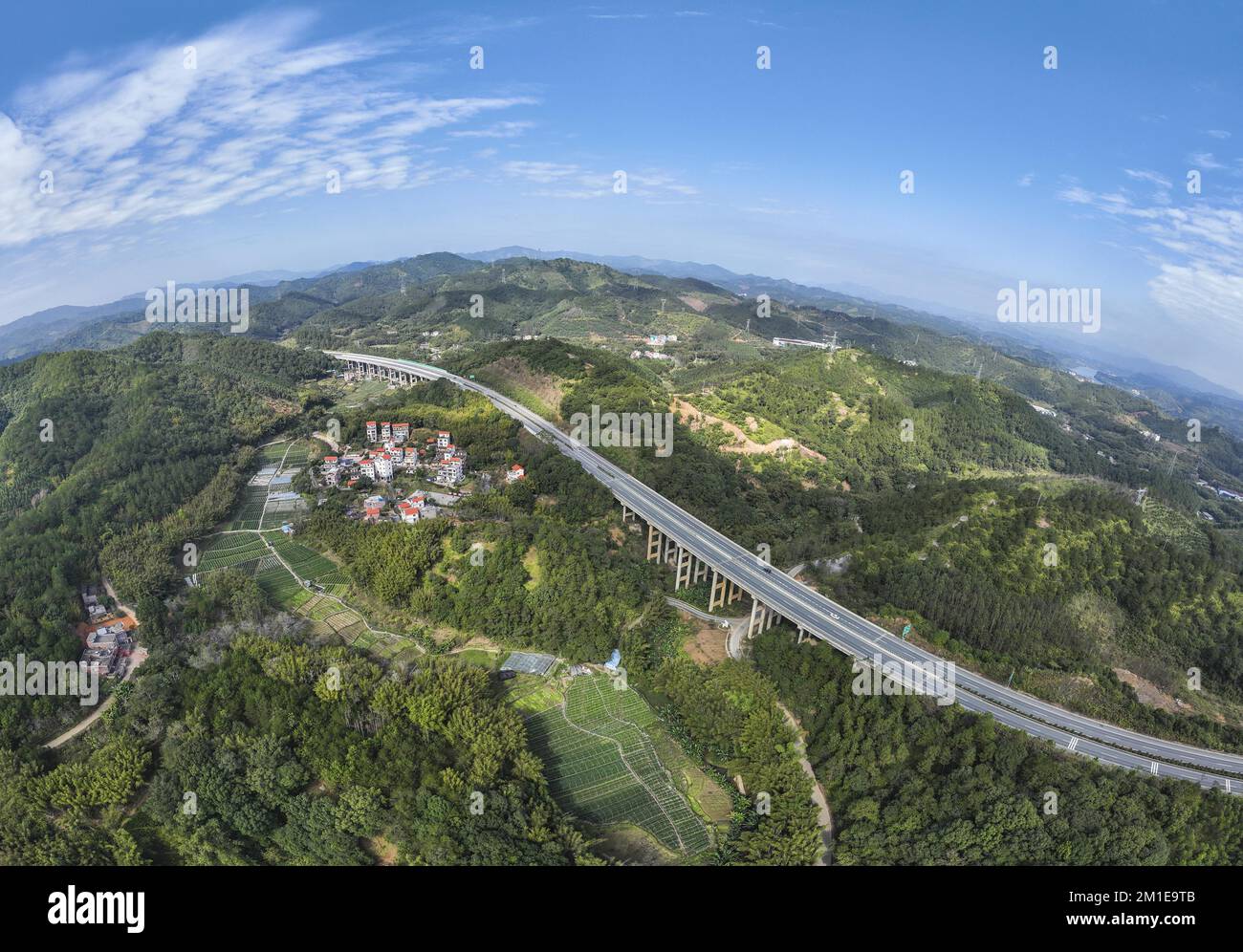 Aerial photo shows the rural scenery of Datong Village in Daoshui Town ...