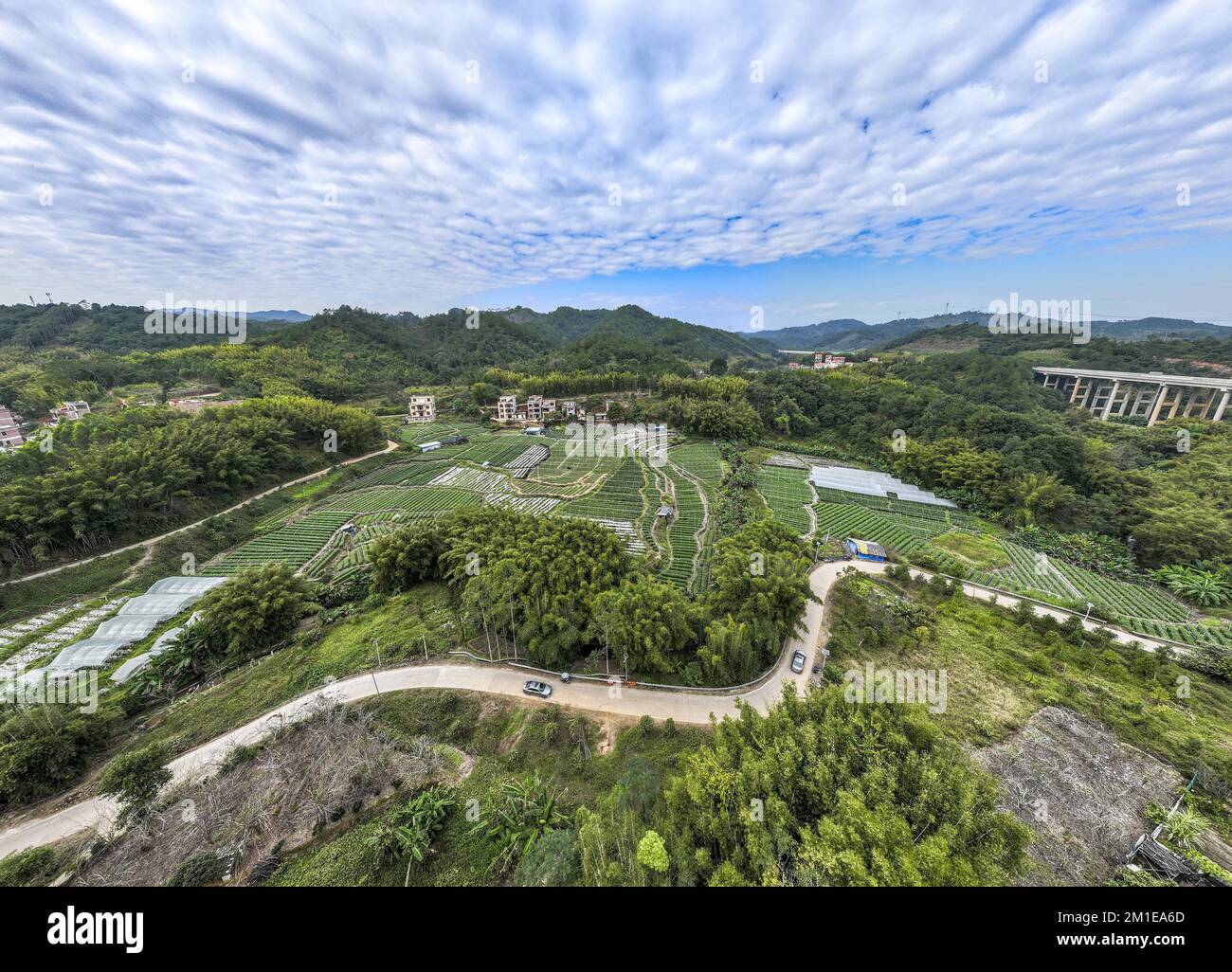 Aerial photo shows the rural scenery of Datong Village in Daoshui Town ...