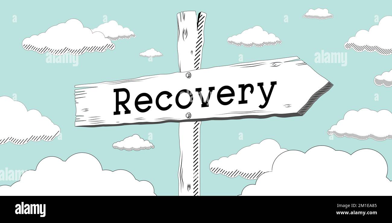 Recovery - outline signpost with one arrow Stock Photo - Alamy