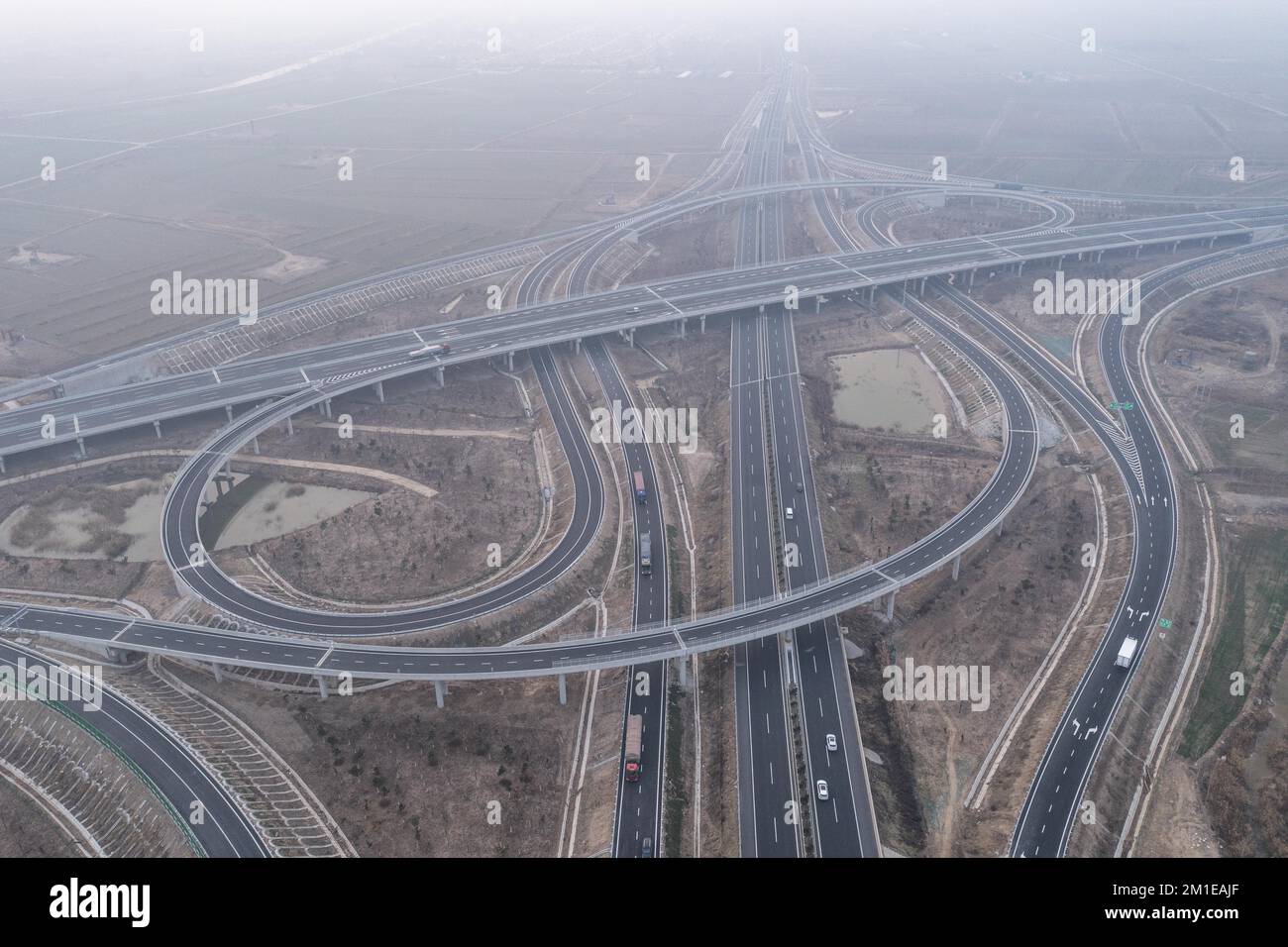 Aerial photo shows the Zhanhua-Linyi Expressway opening to traffic in ...