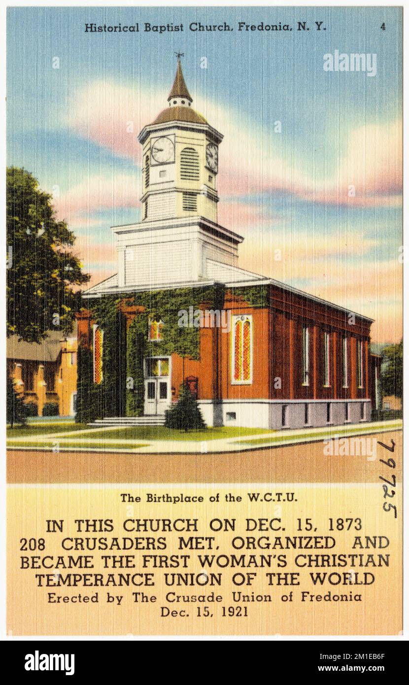 Historical Baptist Church, Fredonia, N. Y. , Churches, Tichnor Brothers Collection, postcards of ...