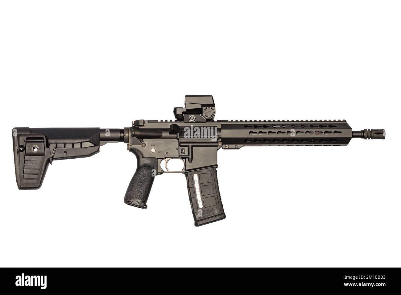 Military industry. rifled firearm, semi-automatic carbine, isolated on ...