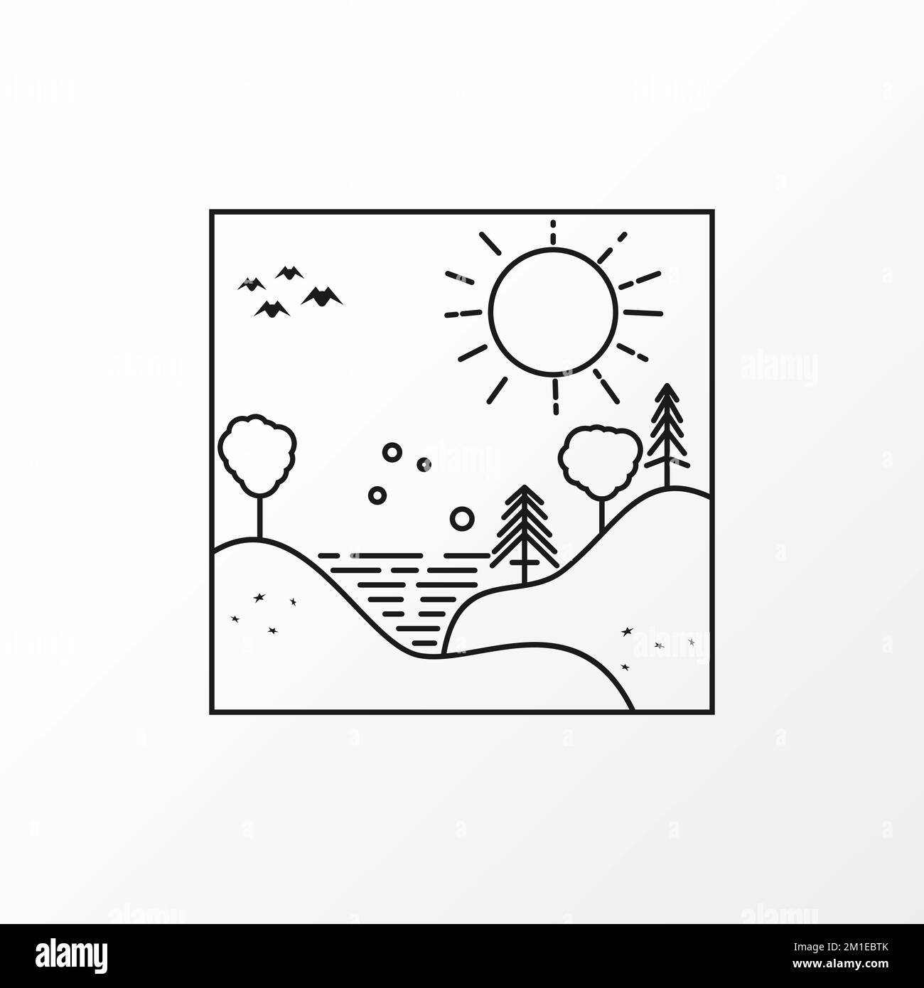 Amazing line art for good scenery and vintage style Image graphic icon logo design abstract ...