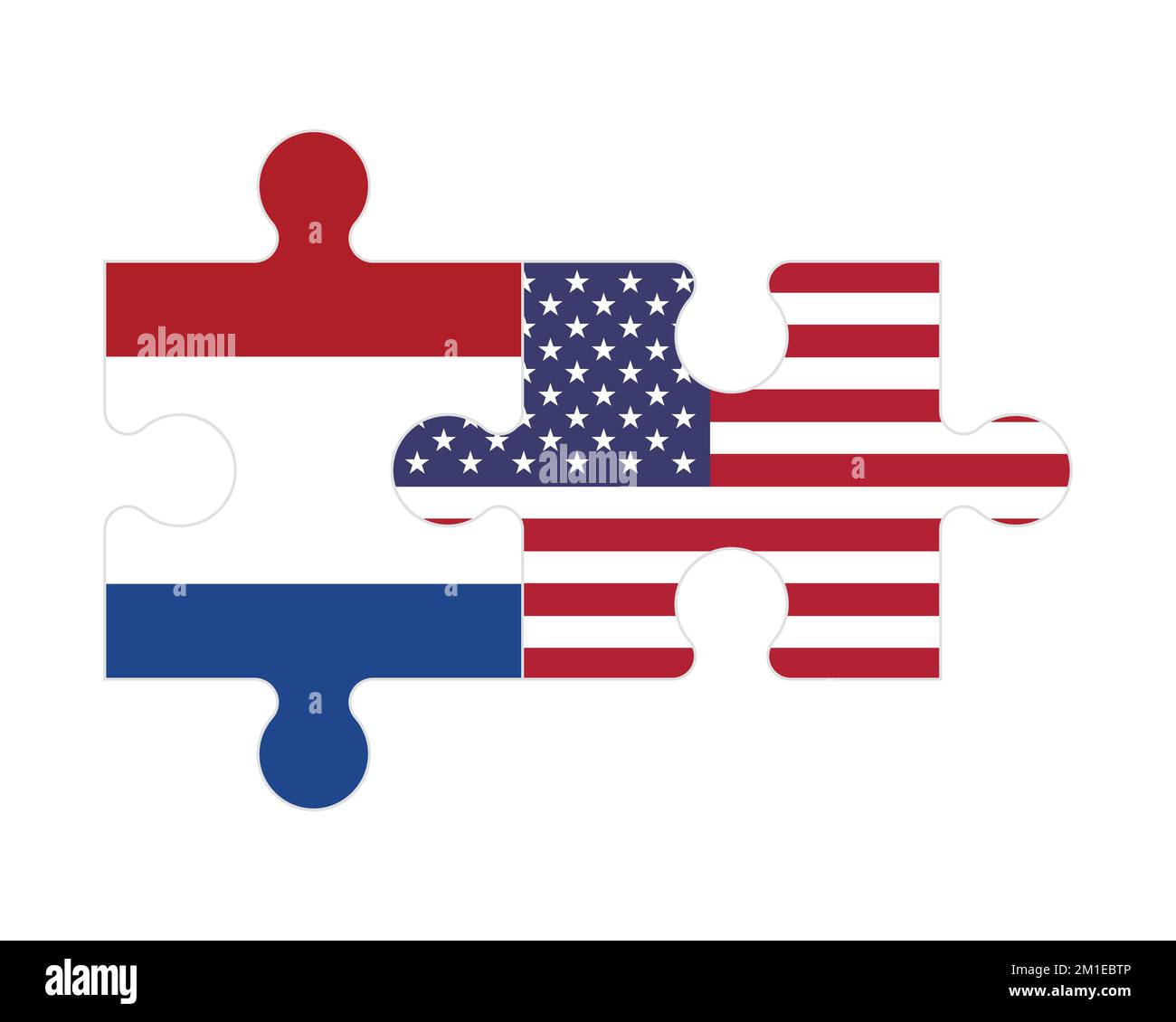 Connected puzzle of flags of Netherlands and America, vector Stock ...