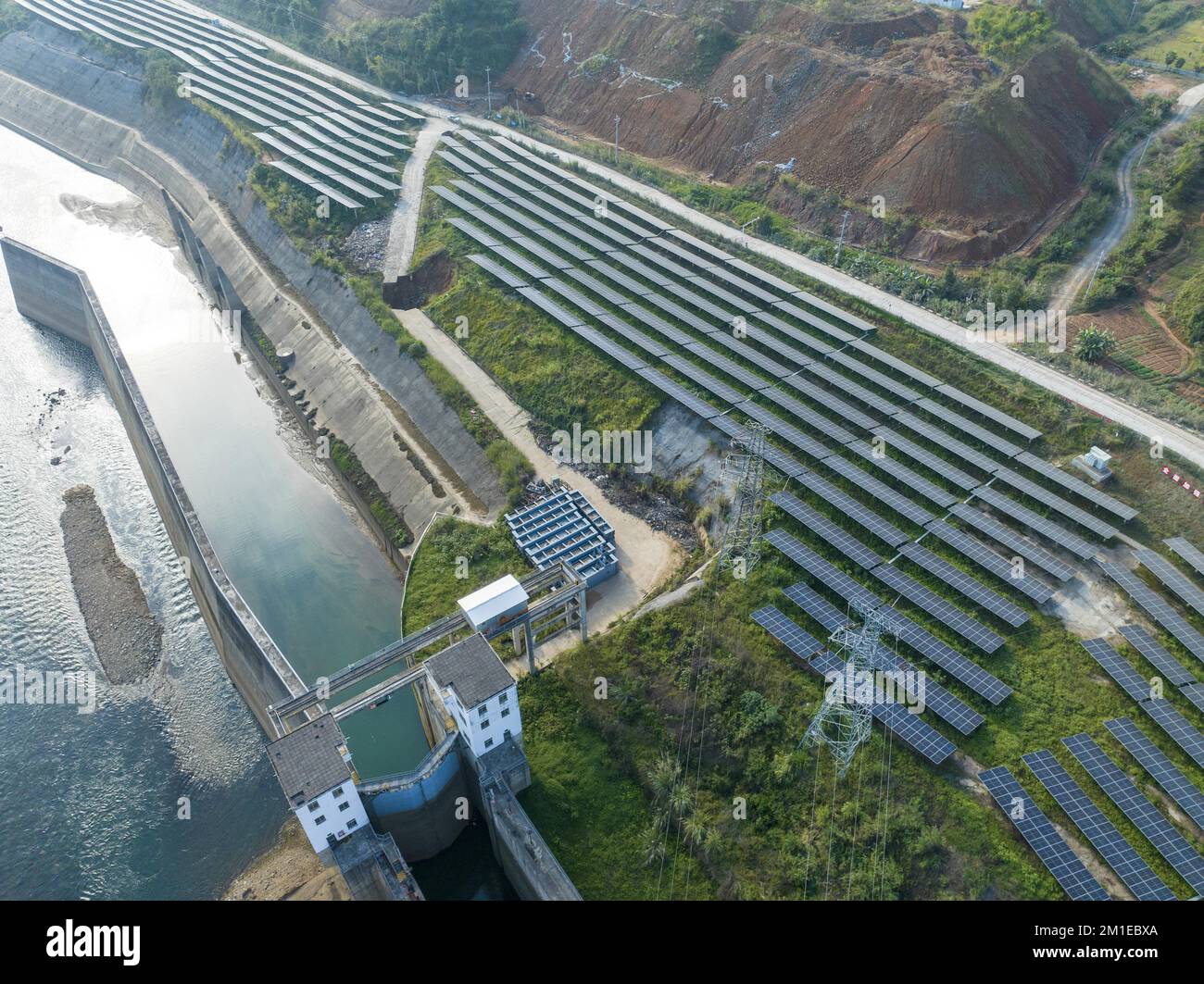 Aerial photo shows the hydro-solar photovoltaic power station in ...