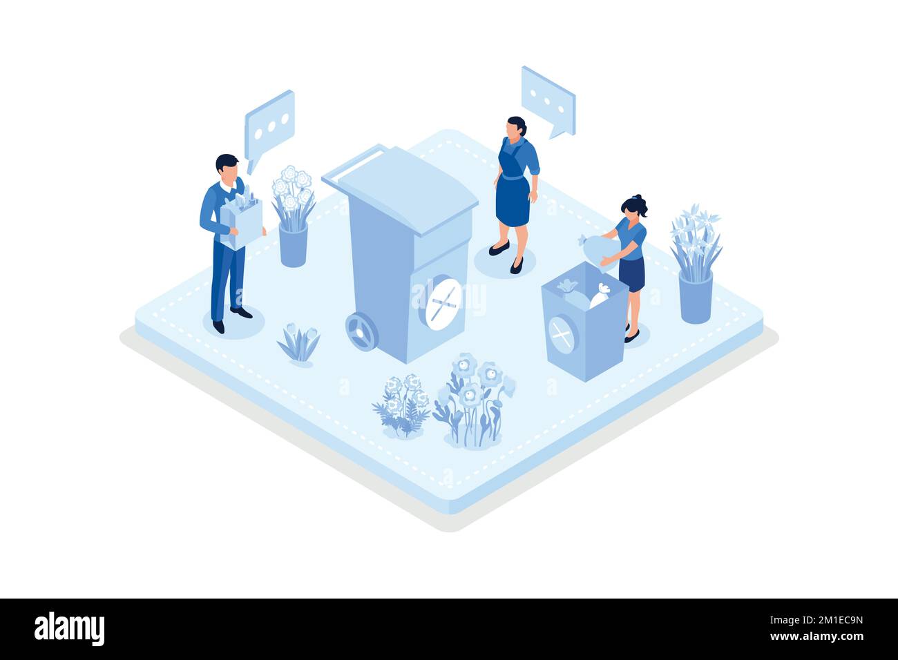 Sustainability, Characters reducing food waste, isometric vector modern ...