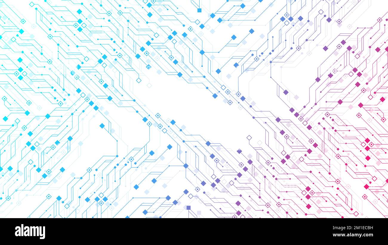 Modern technology circuit board texture background design. Waves flow. Quantum explosion ...