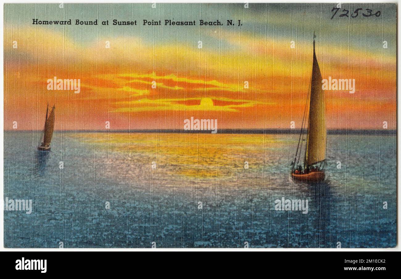 Homeward bound at sunset, Point Pleasant Beach, N. J. , Seas, Boats ...