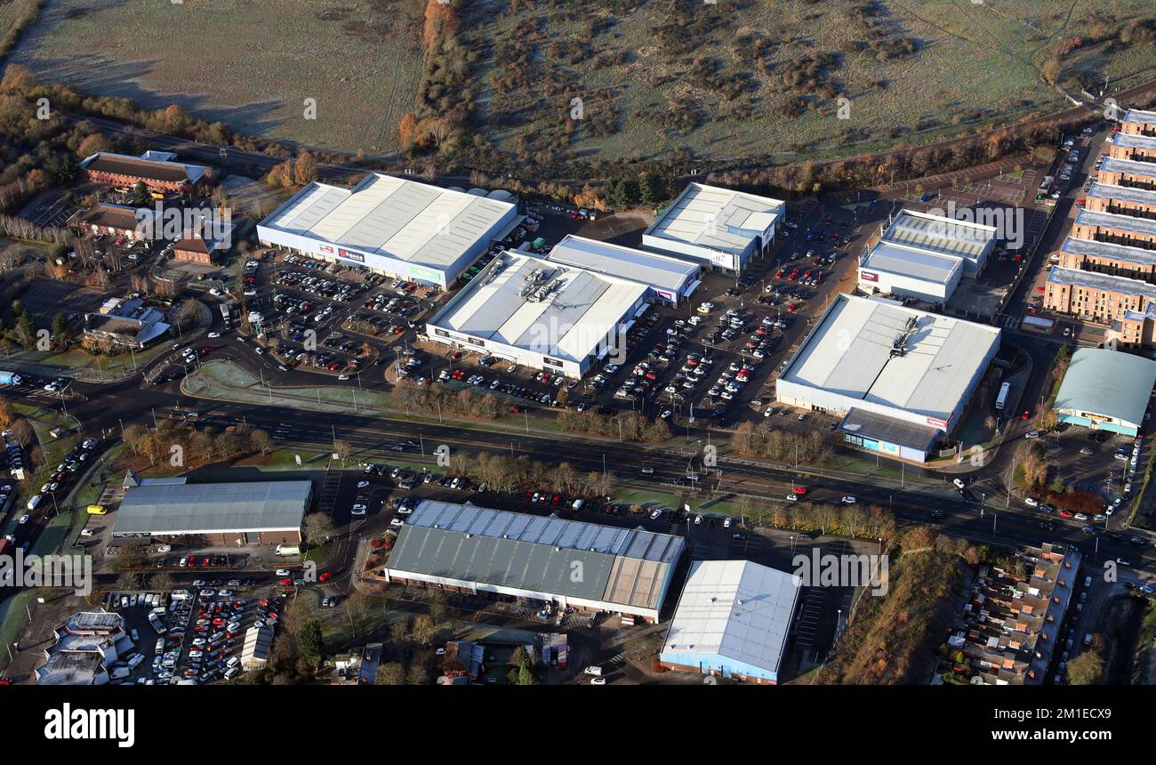 aerial view of the Valentine Retail Park on Tritton Rd, Lincoln Stock ...