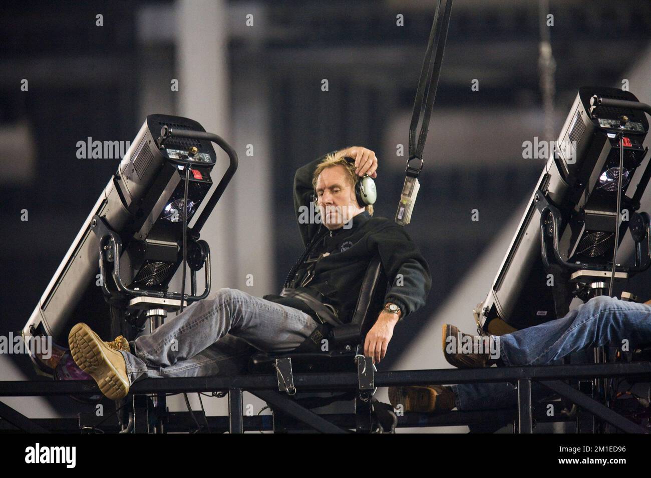 light man waiting for the start of an event in stadium Het Gelredome ...