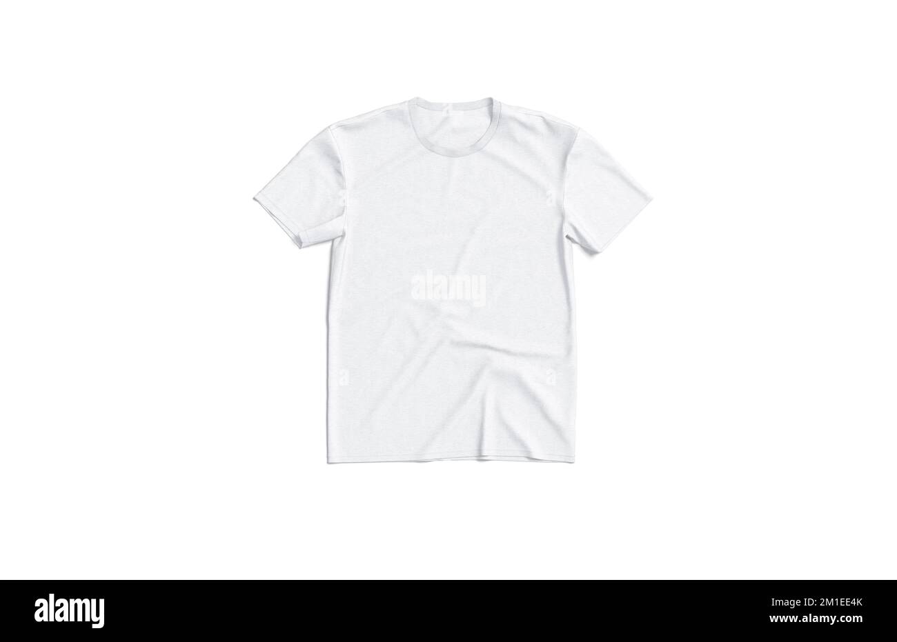 Blank white t-shirt mockup flat lay, top view, 3d rendering. Empty ...