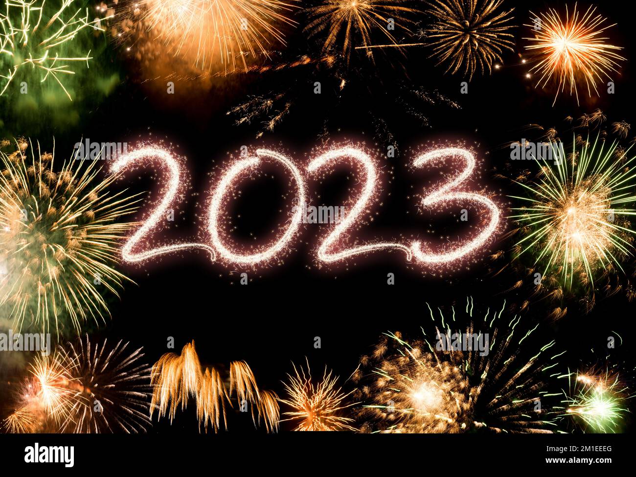 2023 New Year fireworks background, happy holidays and new year concept ...