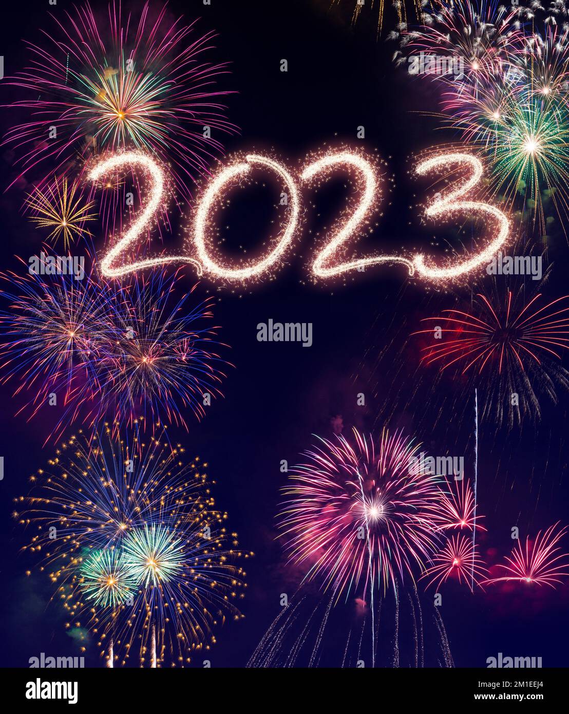 2023 New Year fireworks background, happy holidays and new year concept ...