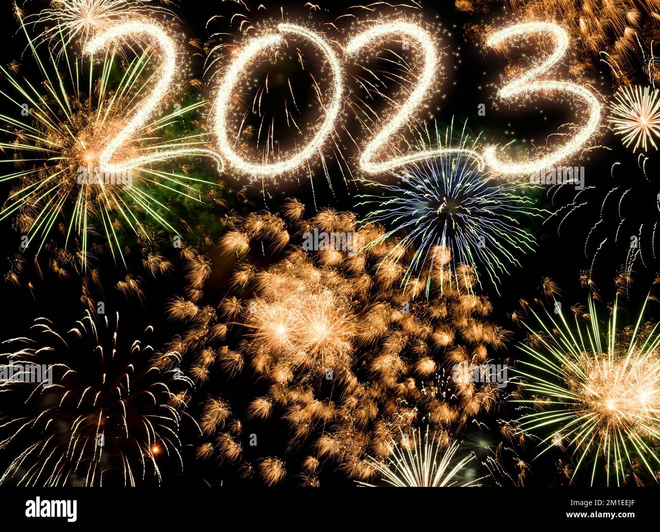 2023 New Year fireworks background, happy holidays and new year concept ...