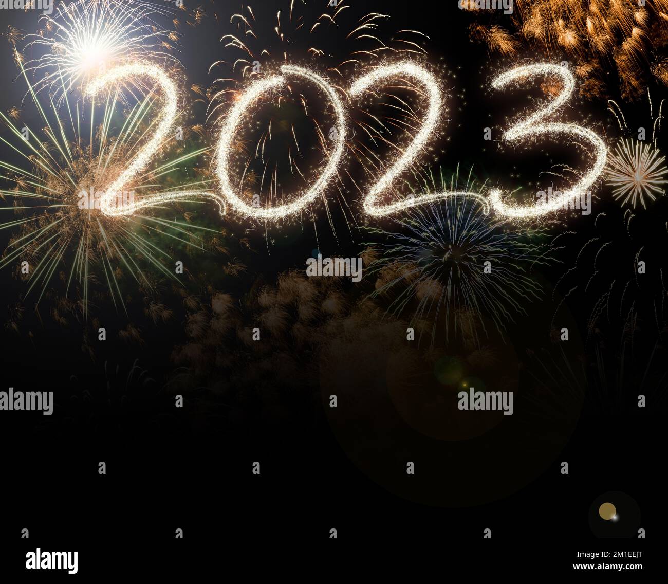 2023 New Year fireworks background, happy holidays and new year concept ...
