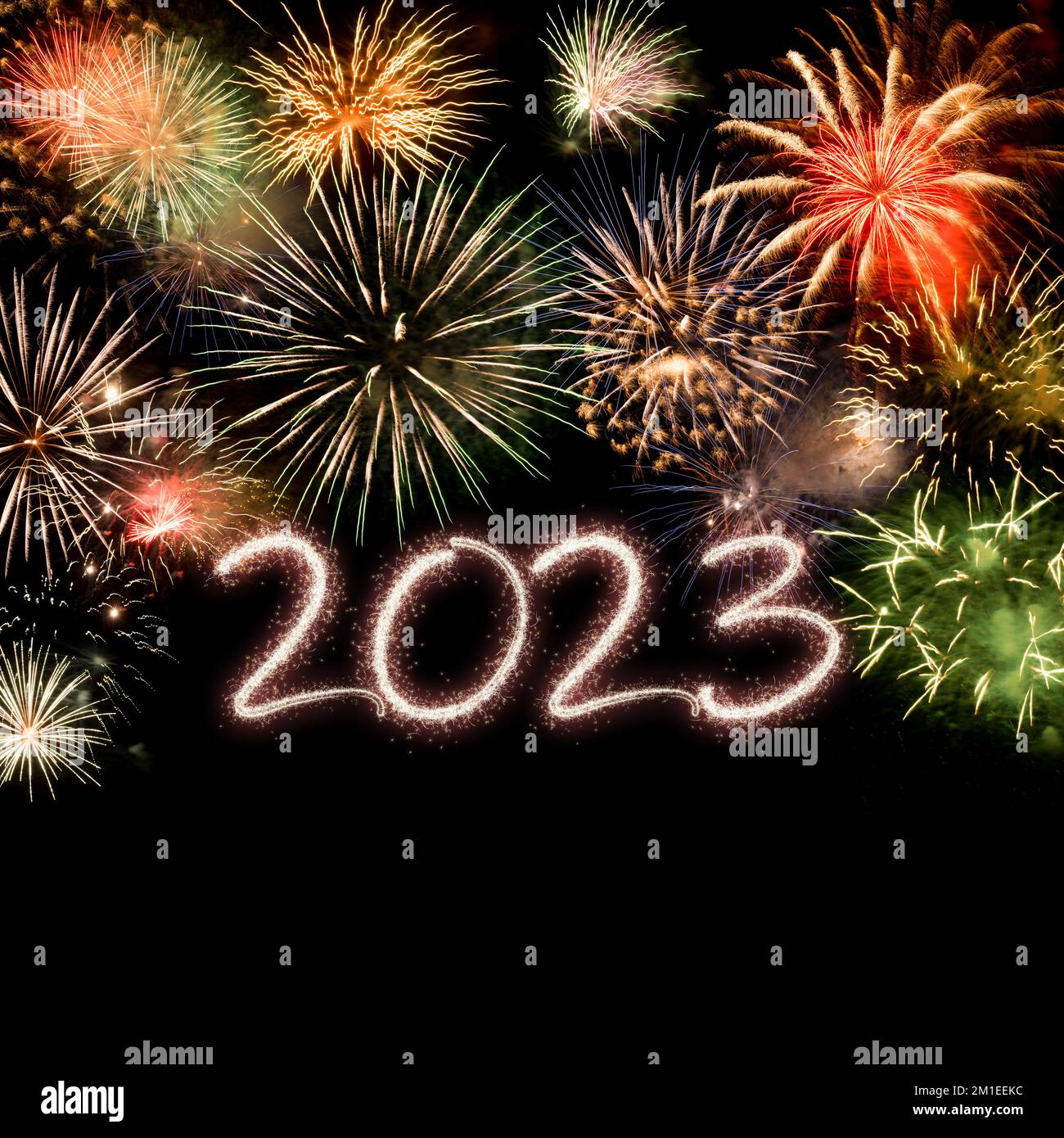 2023 New Year fireworks background, happy holidays and new year concept ...
