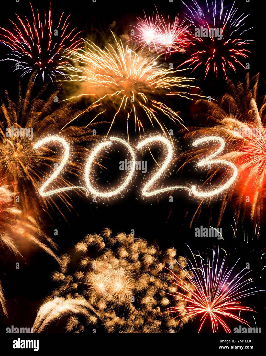 2023 New Year fireworks background, happy holidays and new year concept ...