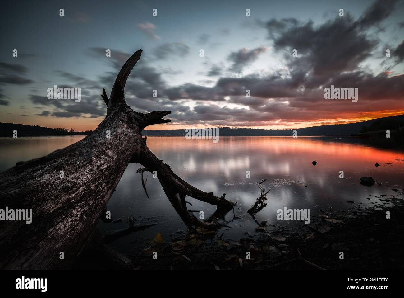 beautifull sunset on the Vico lake in Lazio,Italy Stock Photo - Alamy
