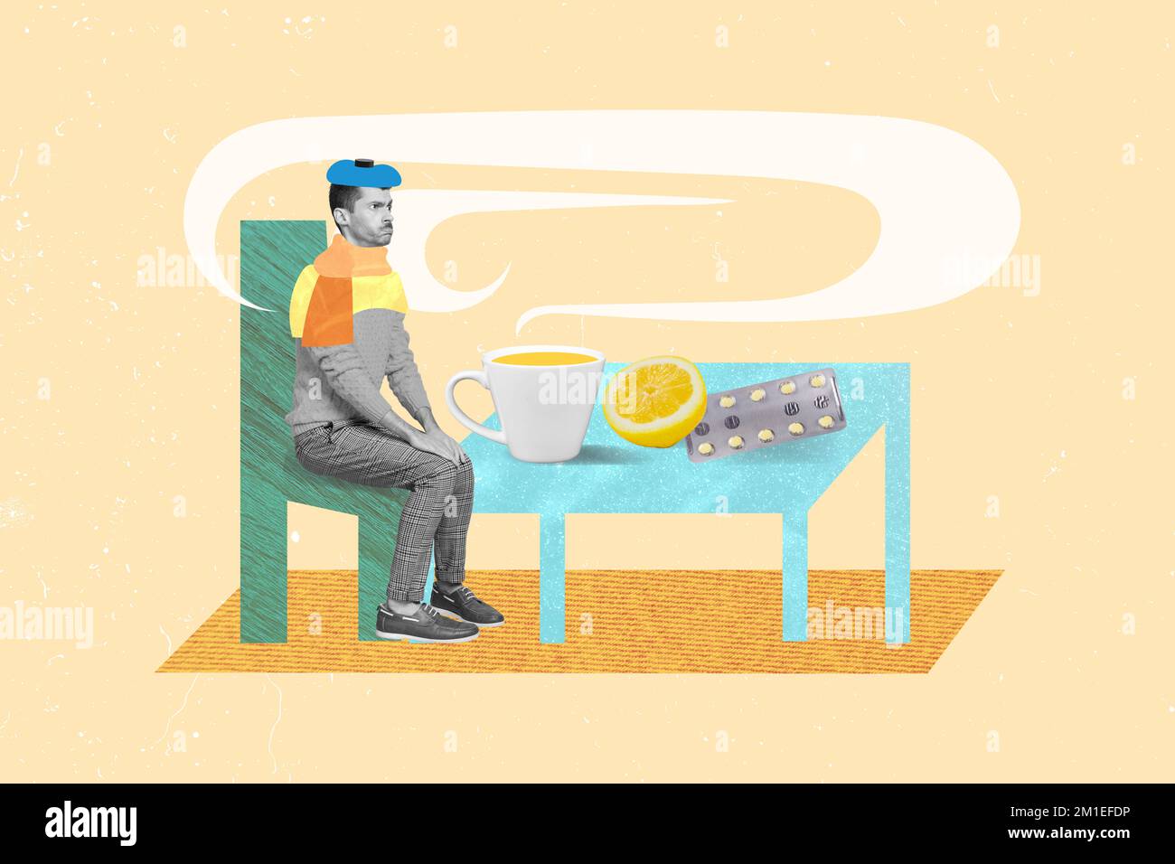 Creative photo 3d collage artwork postcard poster of stressed depressed ...