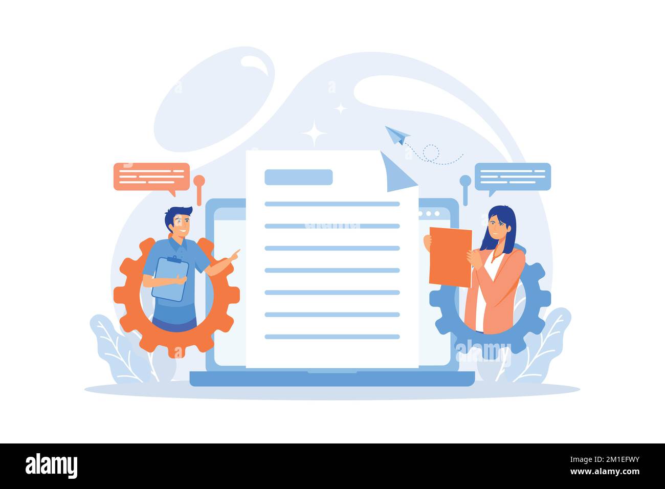 Business team editing shared document on laptop online. Shared document ...