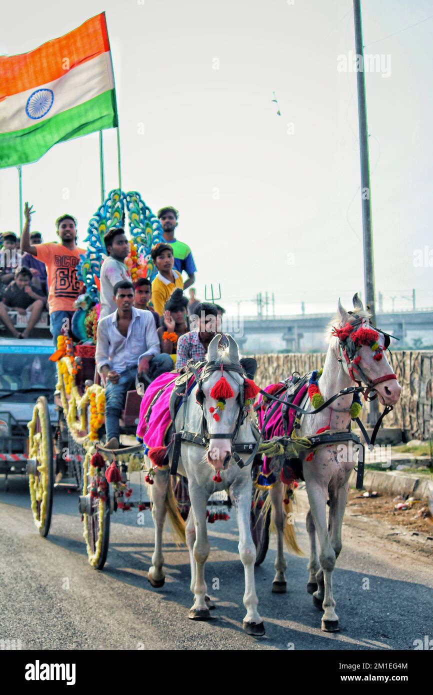Delhi, India - People carrying Hindu God Idol Ganesh for Holy Immersion ...