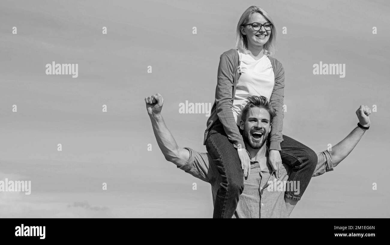 Soulmates enjoy freedom together. Couple in love enjoy freedom outdoor ...