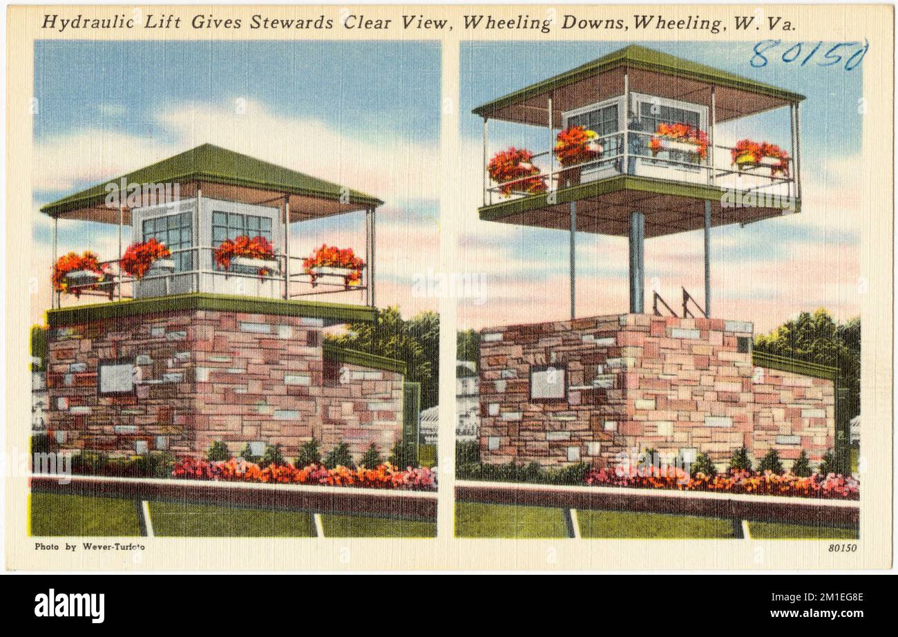 Hydraulic lift gives stewards clear view, Wheeling Downs, Wheeling, W ...