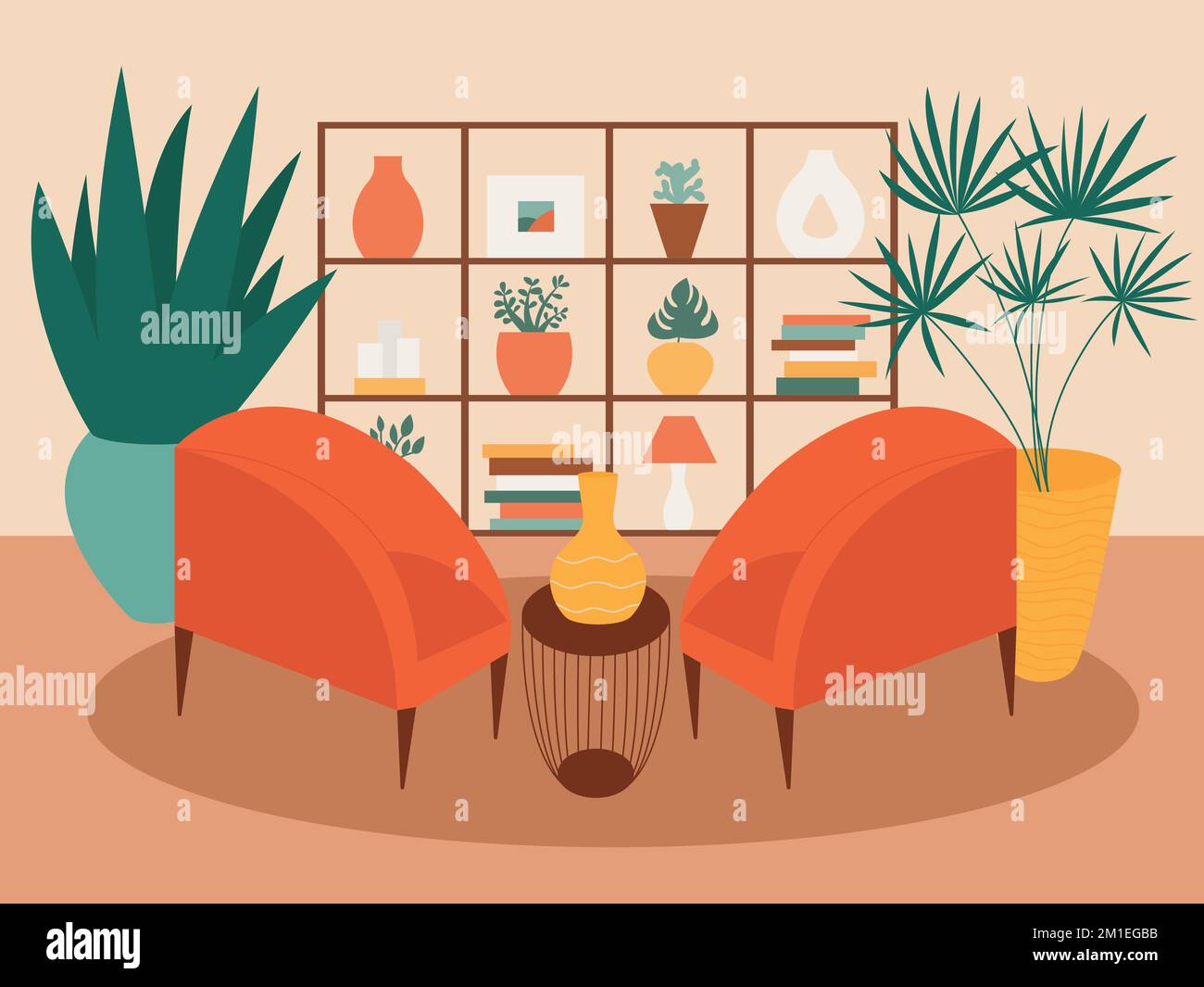 Flat style living room with armchairs Stock Vector Image & Art - Alamy