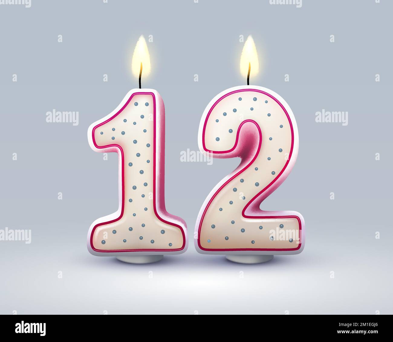 Happy Birthday years. 12 anniversary of the birthday, Candle in the ...