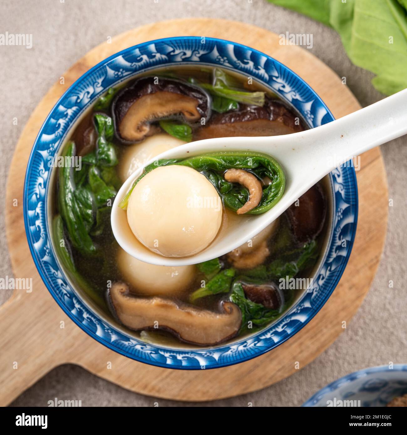 Eating big tangyuan yuanxiao (tang yuan, glutinous rice dumpling balls ...