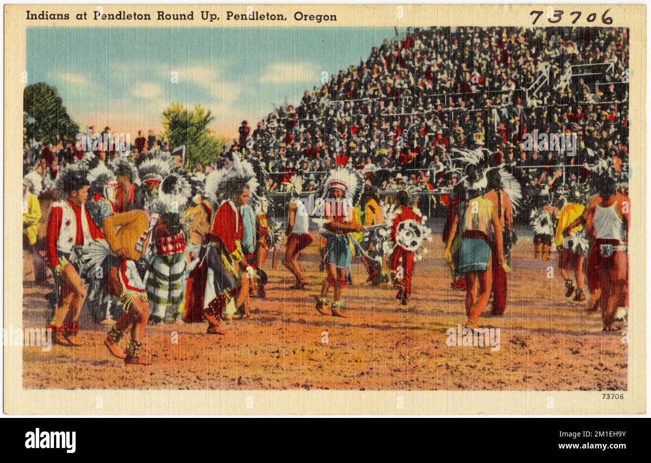 Indians at Pendleton Round Up, Pendleton, Oregon , Tichnor Brothers ...
