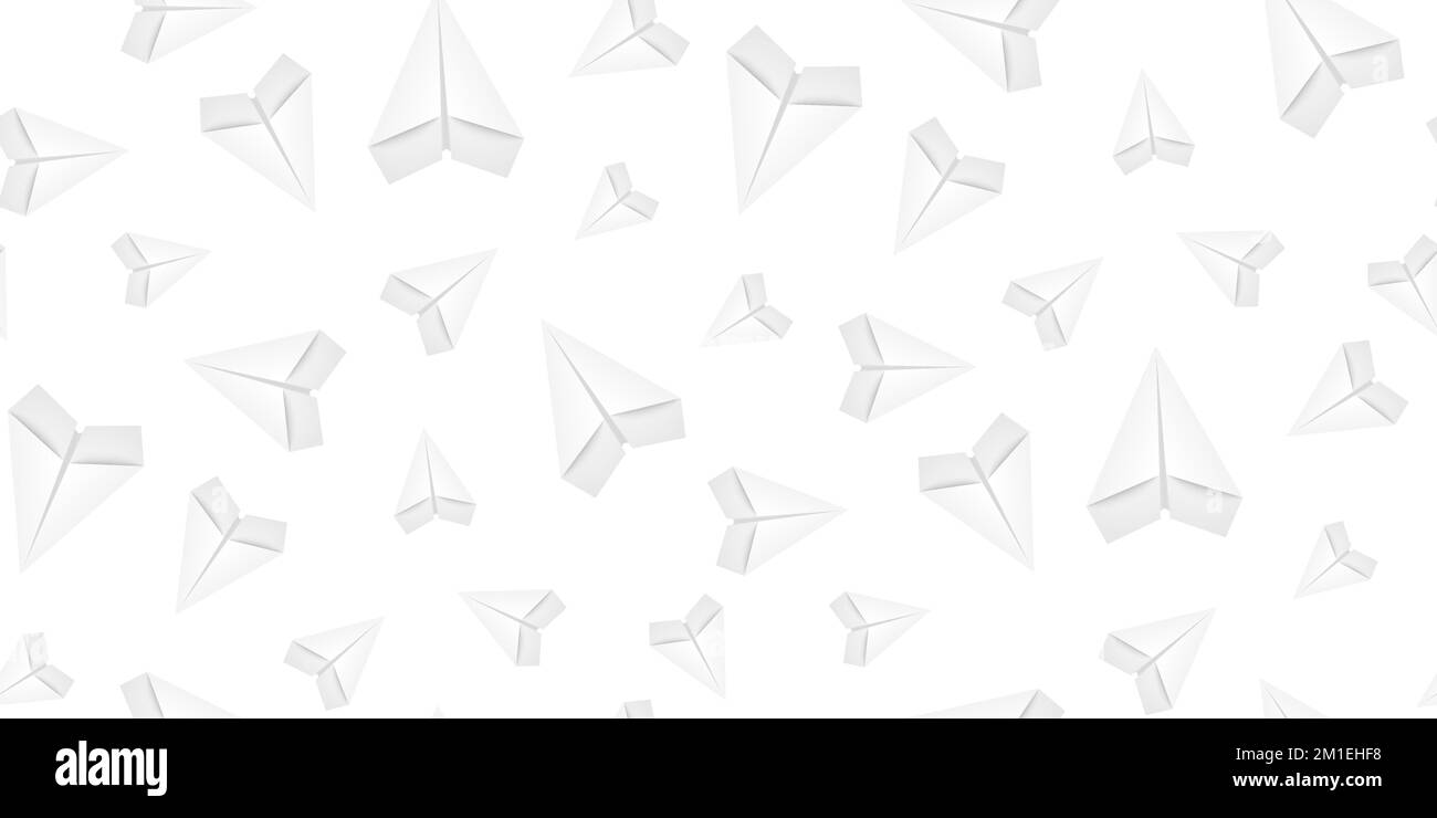 White paper airplanes on white background. Travel, route symbol. Design ...