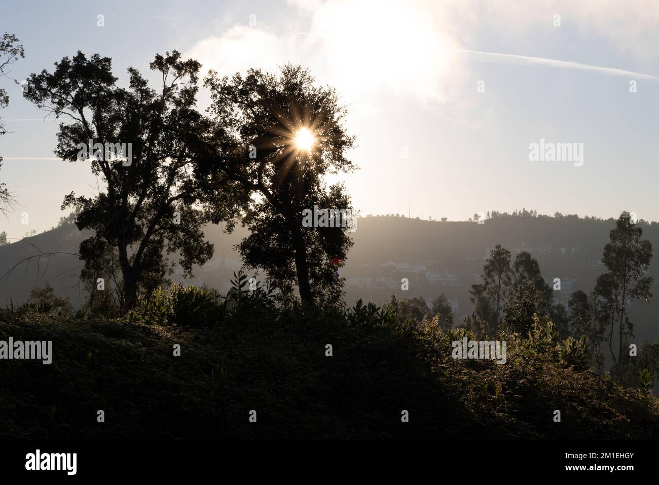 Rising sun in rural Portugal Stock Photo - Alamy