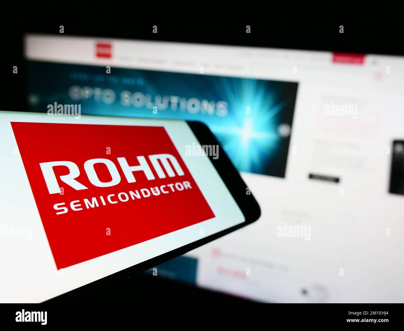 Mobile phone with logo of Japanese electronics company Rohm ...