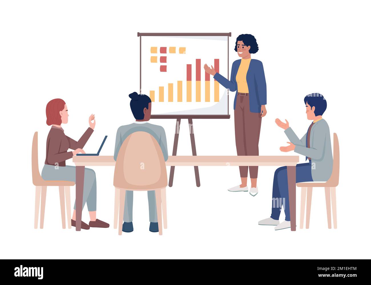 Colleagues discussing business strategy semi flat color vector ... Colleagues discussing business strategy semi flat color vector ...