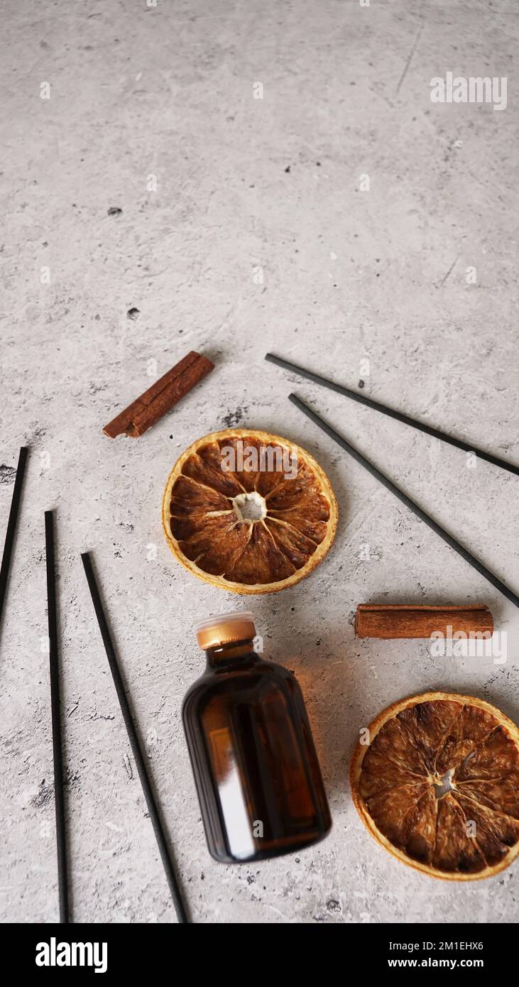 Citrus reed diffuser with cinnamon, dry orange. Parfum for home ...