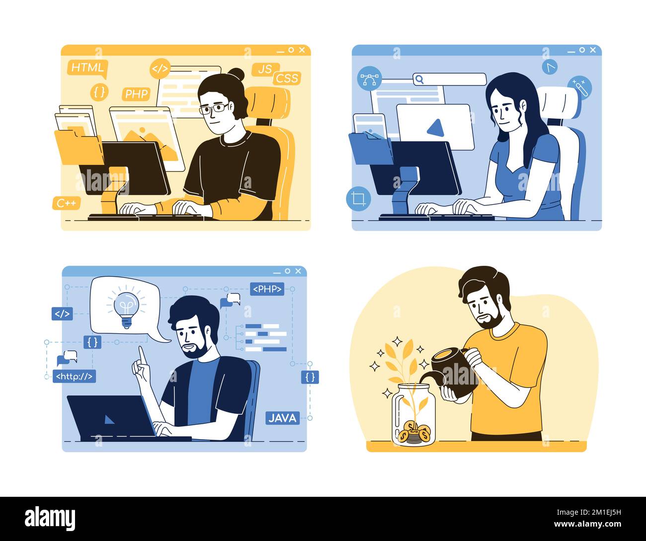 Online job flat concept vector illustrations set Stock Vector Image ...